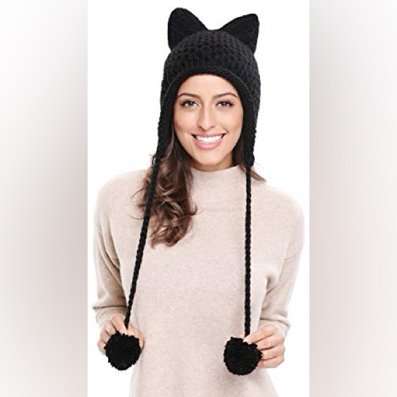 Accessories | Bellady Black Winter Cute Cat Ears Knit Hat Ear Flap ...